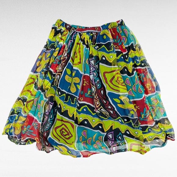 Vintage | Skirts | Vintage Asante Multicolor Abstract African Print ...